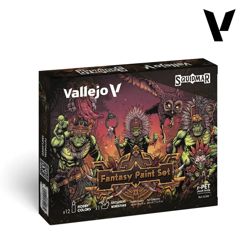 Vallejo: Fantasy Paint Set | 12 Hobby Colors + Miniature